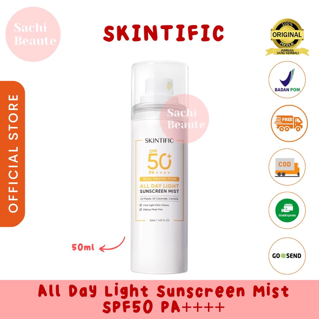 Jual SKINTIFIC All Day Light Sunscreen Mist SPF50 PA++++ Sunscreen ...