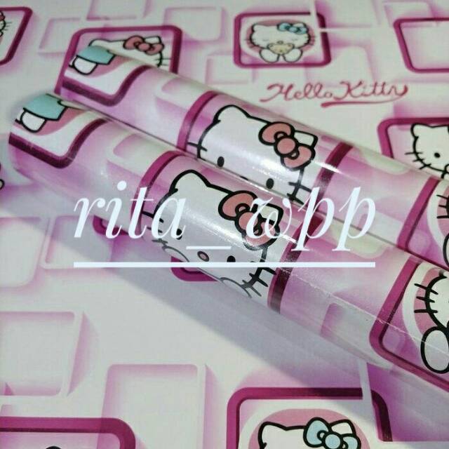 Jual Walpaper dinding motif kotak-kotak soft pink hello kitty kode wsp088 | Shopee Indonesia