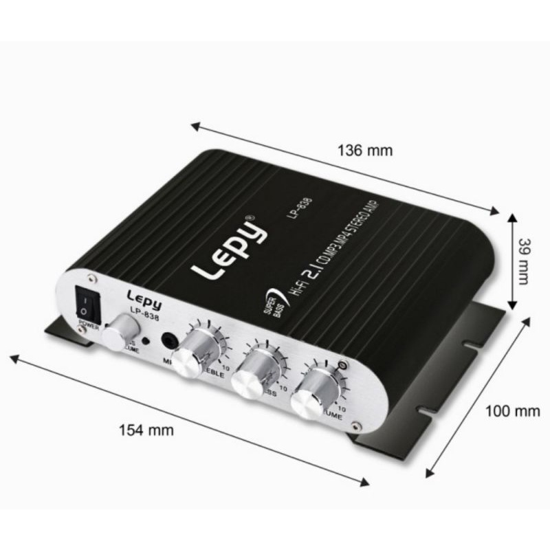 Jual Mini Lepy LP-838 Car 3 Channel Amplifier Stereo Mega Bass 12V Hi ...