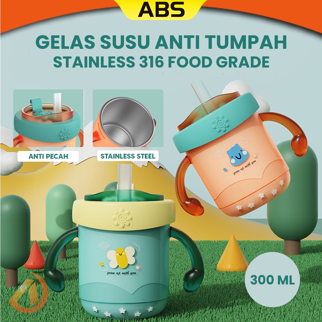 Jual ABS Botol Susu Stainless Steel BPA Free Milk Cup Training Cup ...