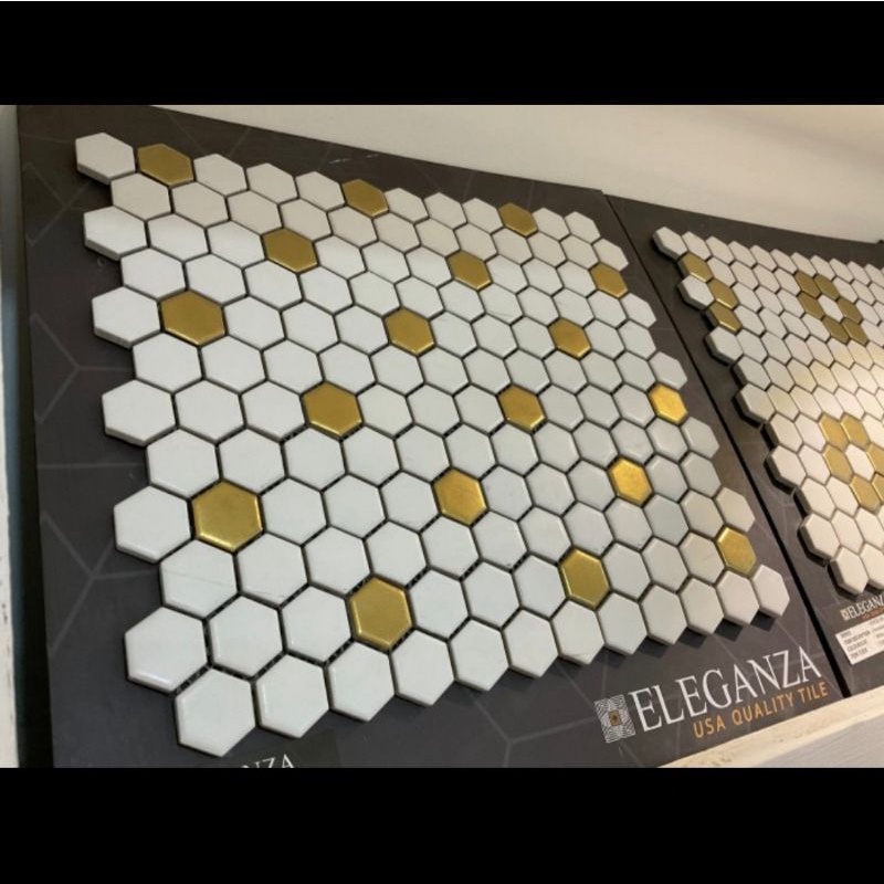 Jual Mozaik Hexagon White GOLD Mozaik Tile Keramik ELEGANZA Hexagon ...