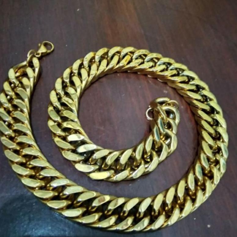 Jual Kalung Pria Rantai Besar Super Big Size Titanium Gold Emas ...