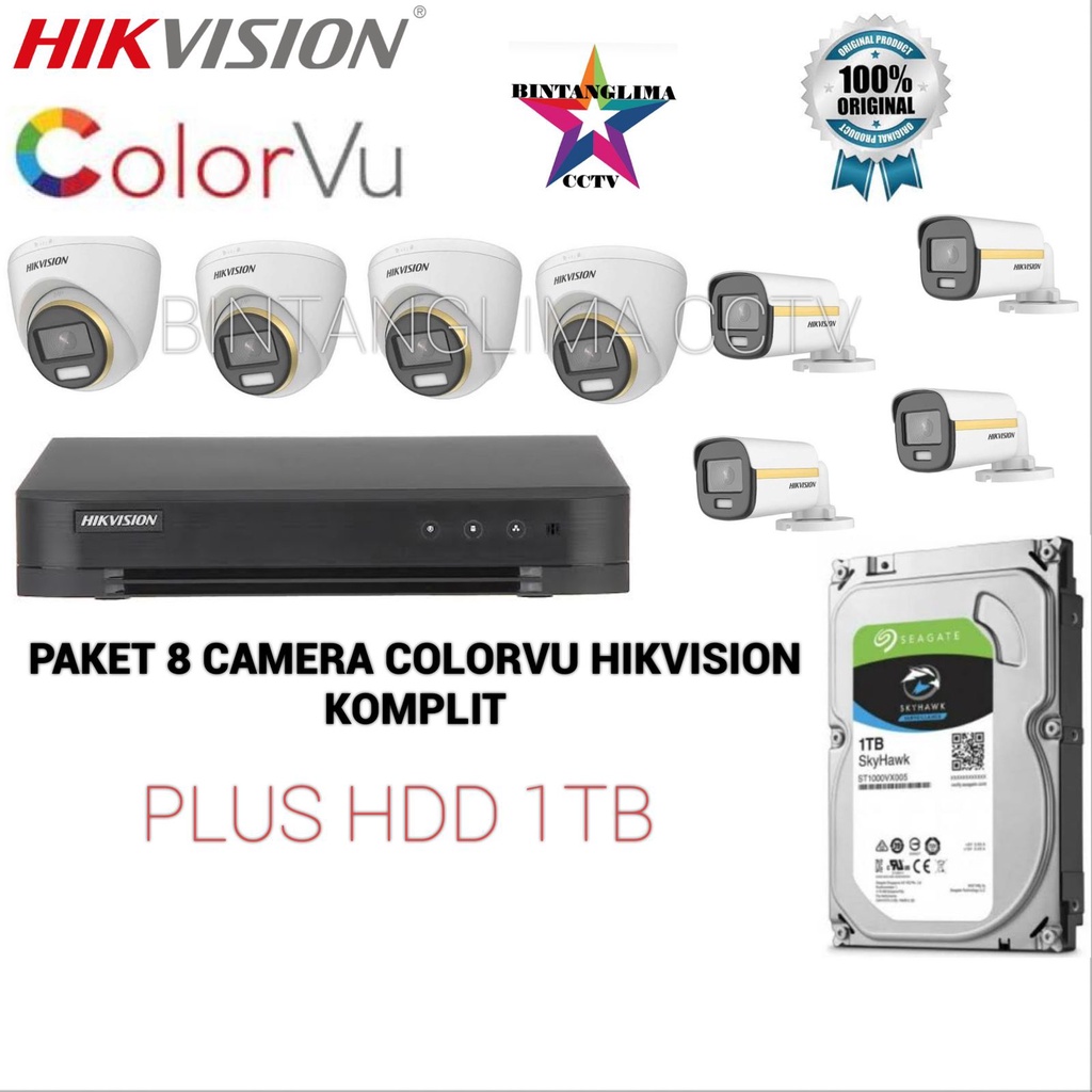 Jual PAKET 8 CAMERA HIKVISION COLORVU FULL HD1080P KOMPLIT | Shopee ...