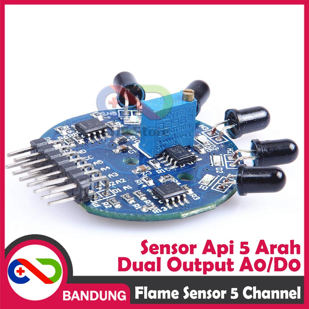 Jual INFRARED IR FLAME SENSOR API 5 ARAH FIRE SENSOR MODULE 5 CHANNEL ...