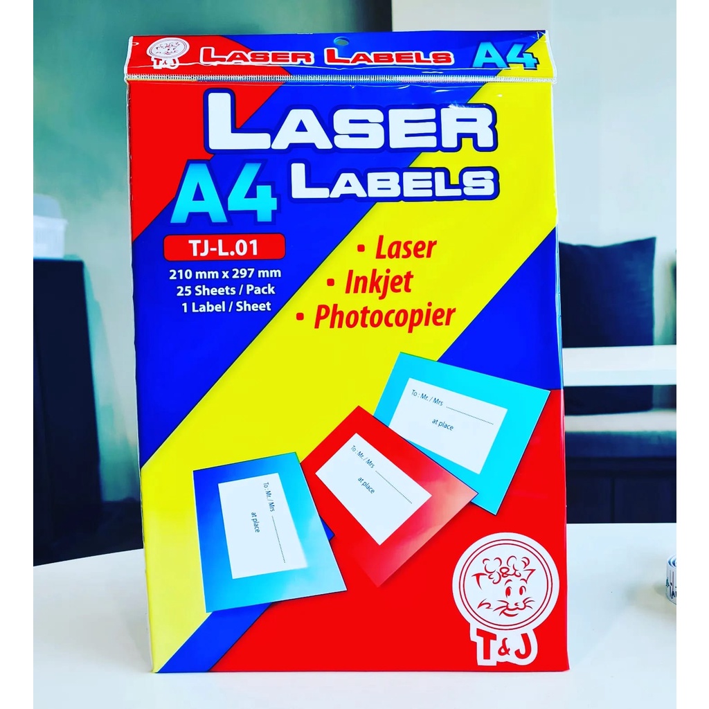Jual T&J Labels LABEL T&J LASER / A4 / L01 (25 SHEETS) | Shopee Indonesia