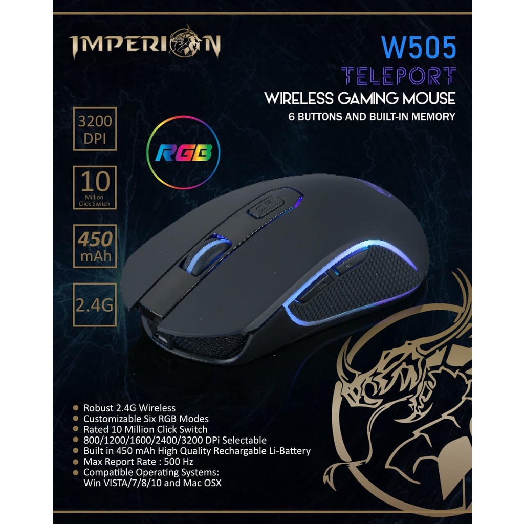 Jual Imperion Mouse Wireless Gaming W505 Teleport / Mouse Wireless ...