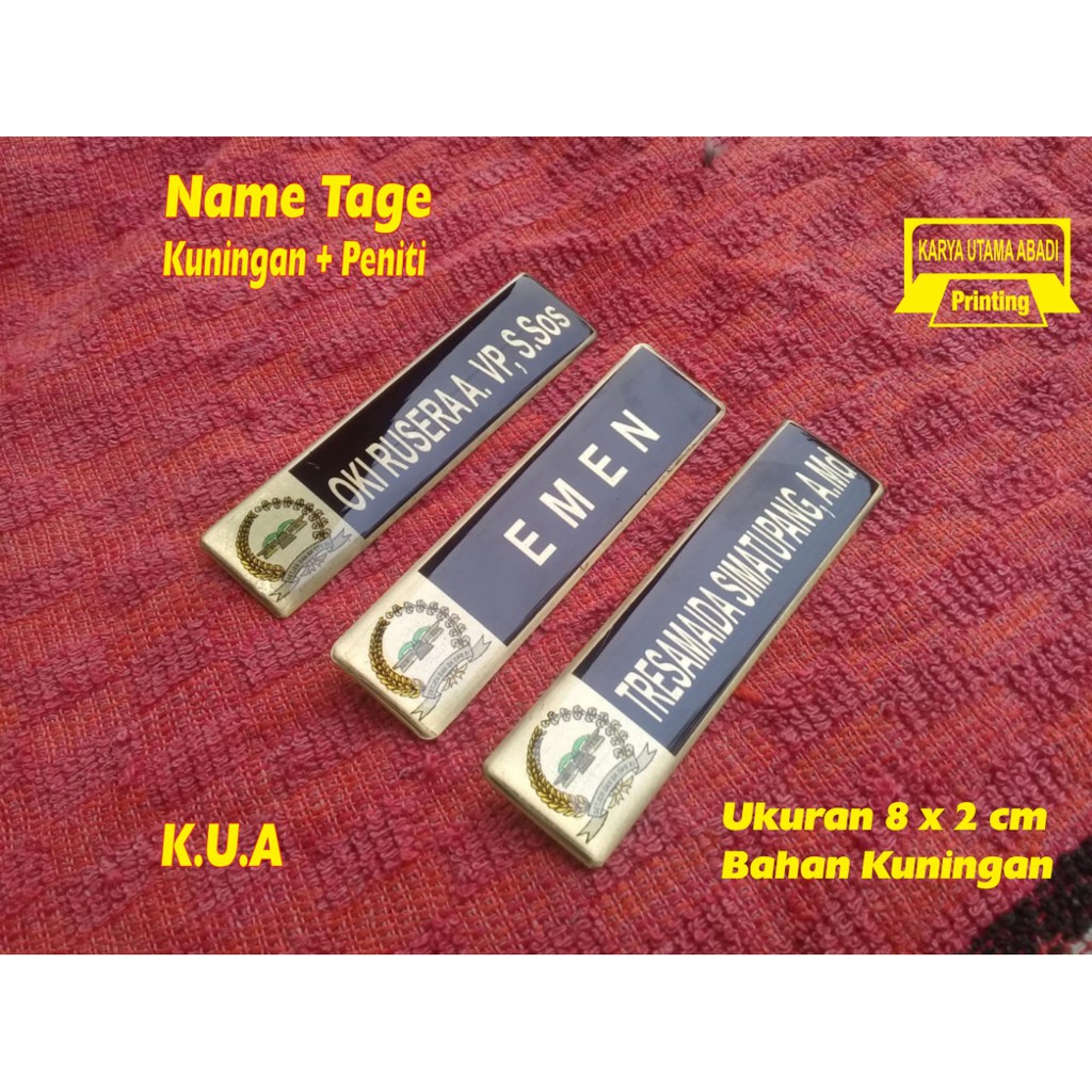 Jual Papan Nama Dada Bahan Kuningan Menggunakan Peniti | Shopee Indonesia