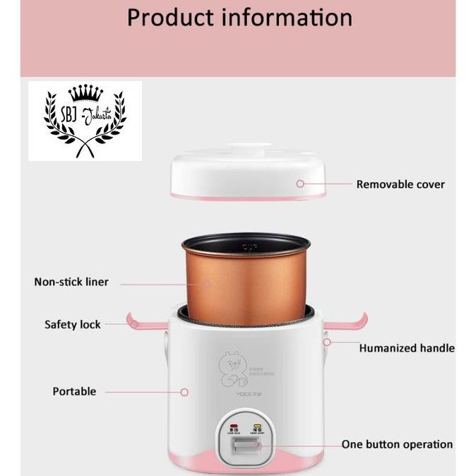 Jual Pink Yoice Mini Rice Cooker 1.2L Dengan Wadah Kukus 304 Sus Sb01 ...