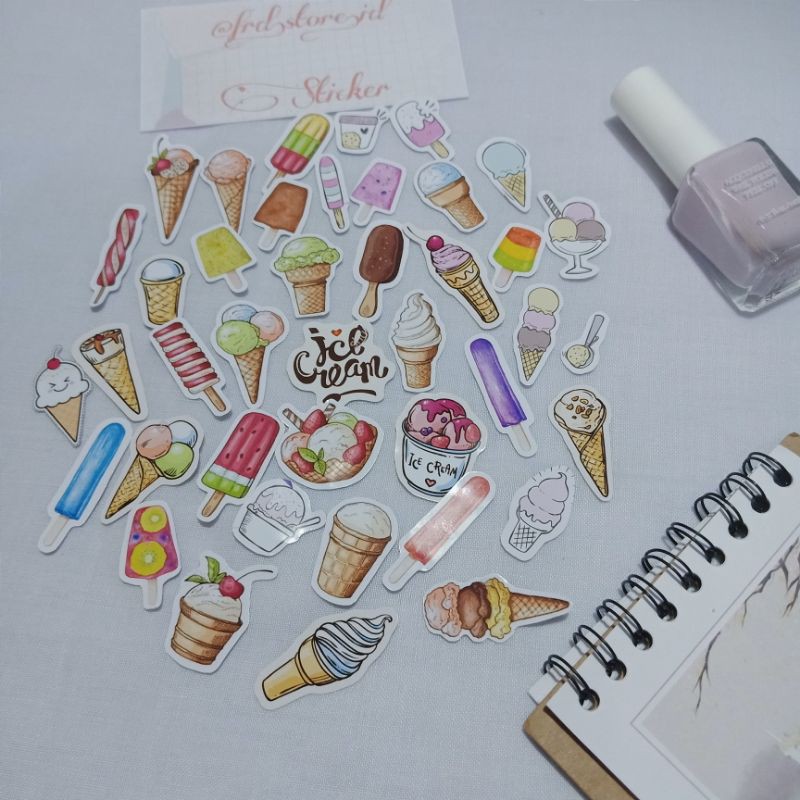 Jual Sticker Ice Cream 45 pcs / sticker aesthetic / sticker estetik ...