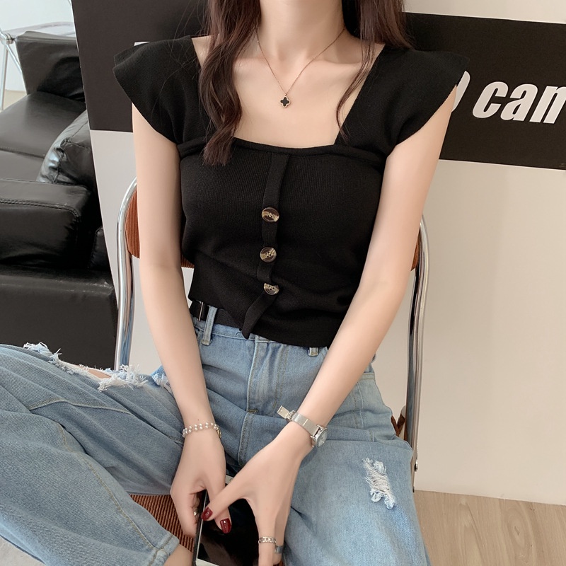 Jual WINGALERY Baju Rajut/Tank Top Wanita Square Neck Tank Top Import ...