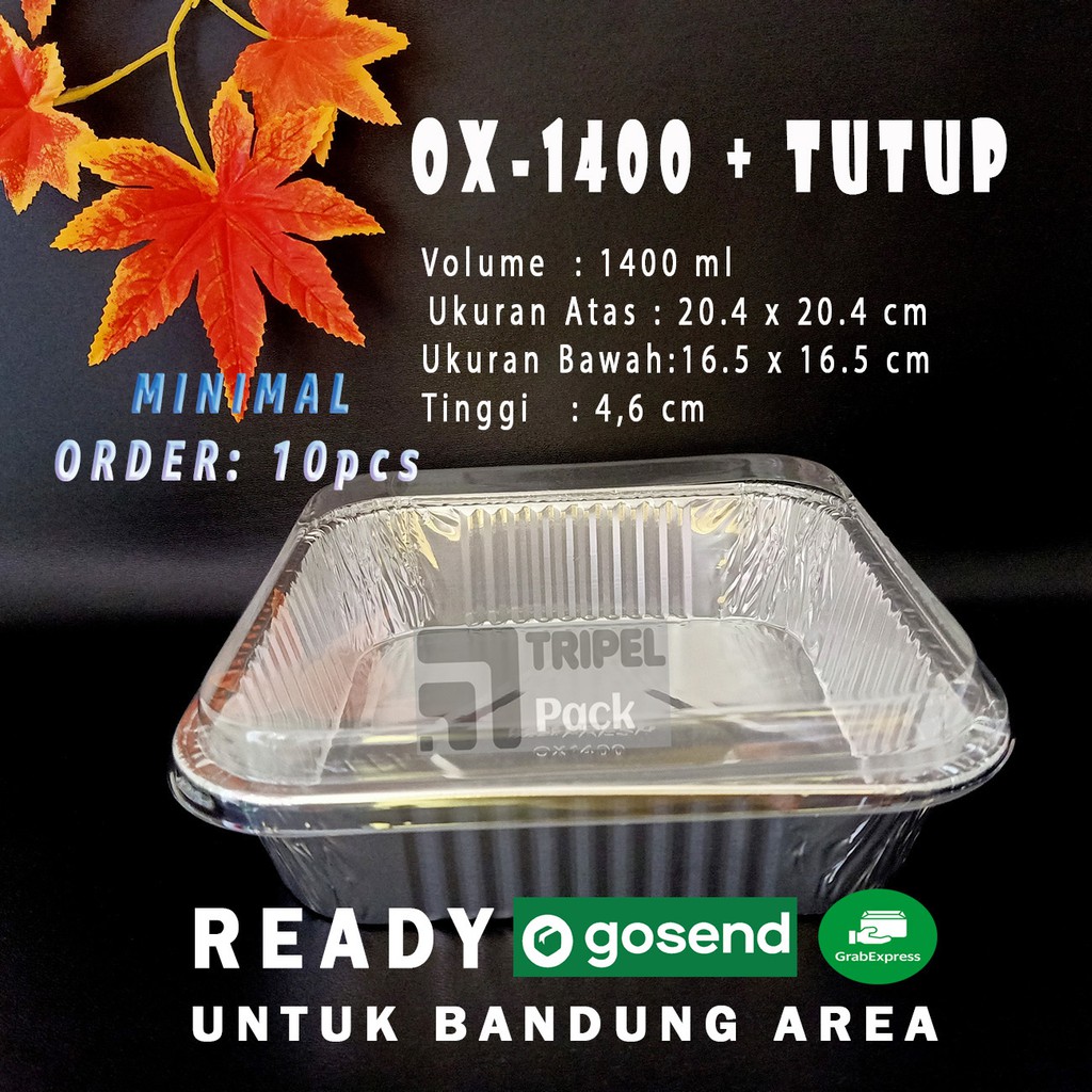Jual Aluminium Foil Cup Tray OX-1400 + Tutup Mika, Macaroni Schotel, Klapertart isi 10 pcs ...
