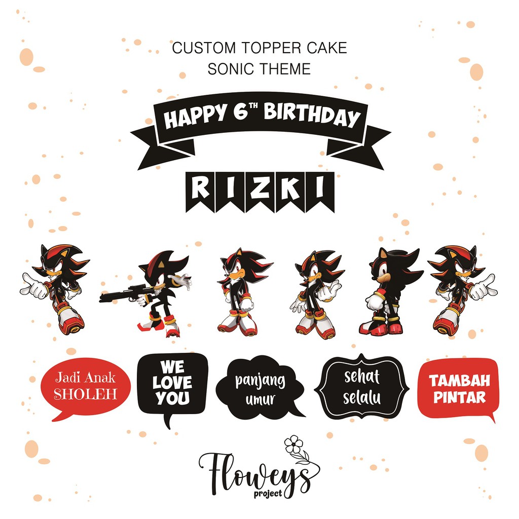 Jual Topper Cake Custom "Sonic Theme"/Hiasan Kue/Bebas Request/Semua ...