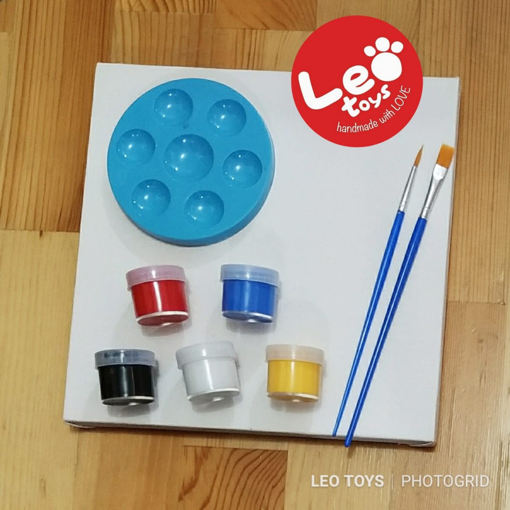 Jual paket kanvas polos cat palet kuas canvas set painting kit palette ...