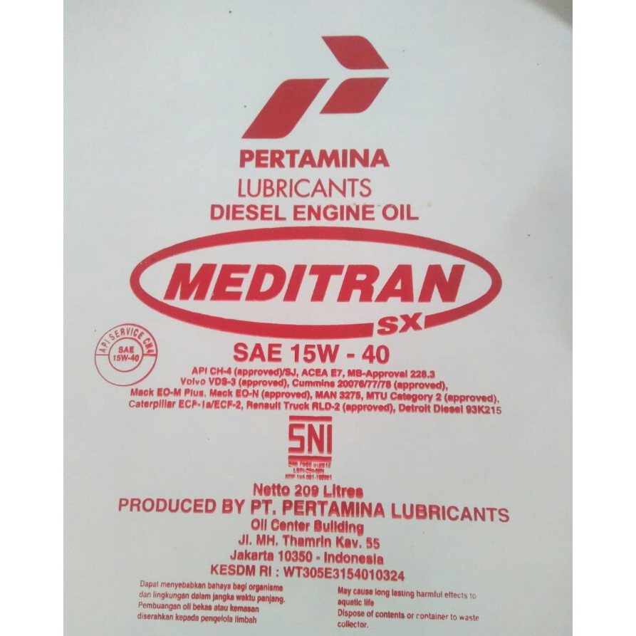 Jual Meditran SX 15W - 40, 1 drum oli pelumas pertamina | Shopee Indonesia