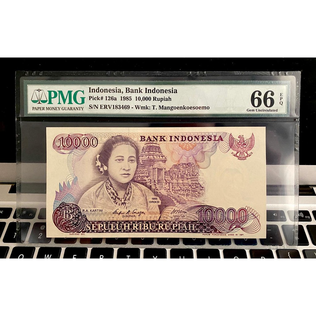 Jual Uang Kuno Rp 10000 Rupiah Kartini 1985 dengan sertifikat PMG 66 EPQ | Shopee Indonesia