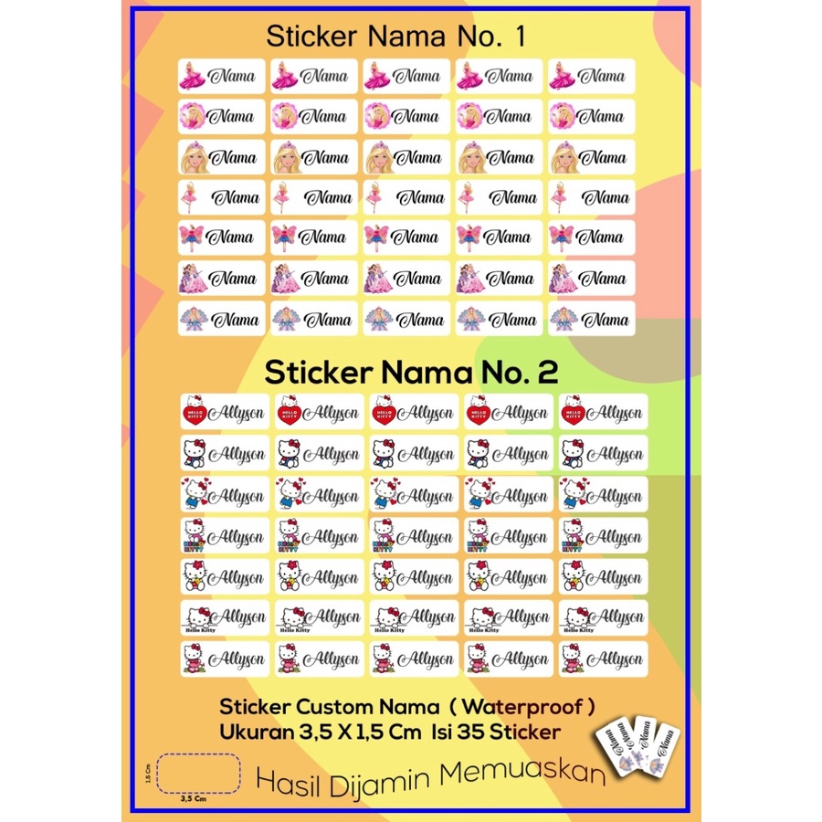 Jual Sticker Label Nama Anak Custom Waterproof | Shopee Indonesia