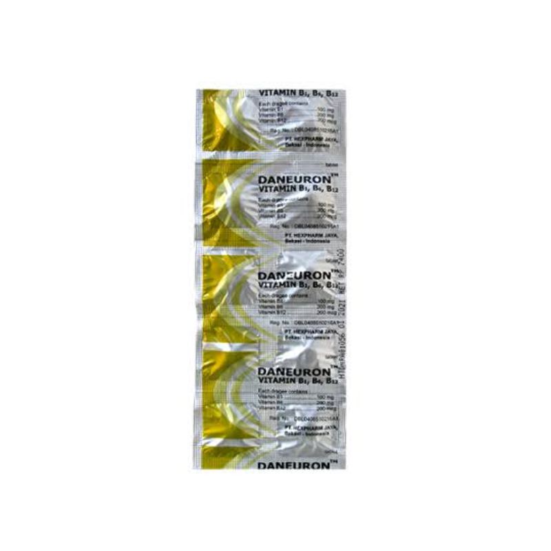 Jual daneuron vitamin B1 B6 B12 isi 10's 10 kaplet tablet / strip ...