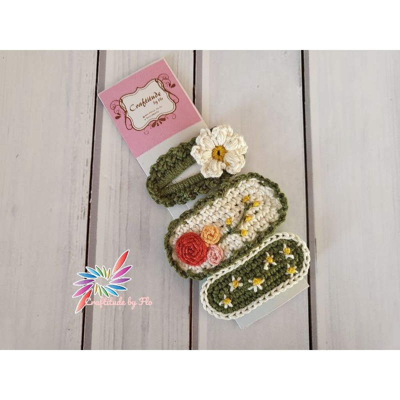 Jual Crochet Hair Clip Set Flowery Set Bunga Jepit Rambut Rajut ...
