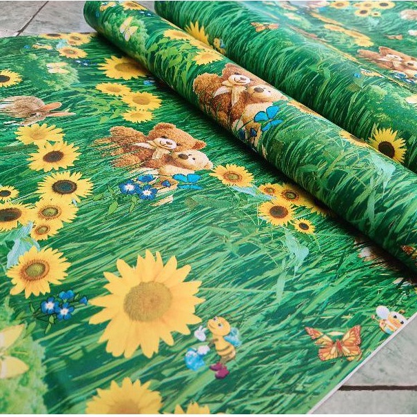 Jual Wallpaper Sticker Dinding Rumput Hijau Bunga Matahari Beruang Lucu ...