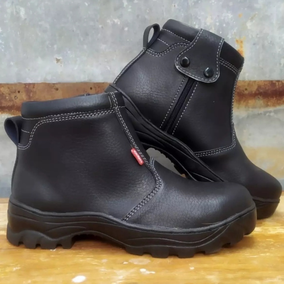 Jual Sepatu Safety Boot Resleting King Skn Terlaris Hitam Ujung Besi ...