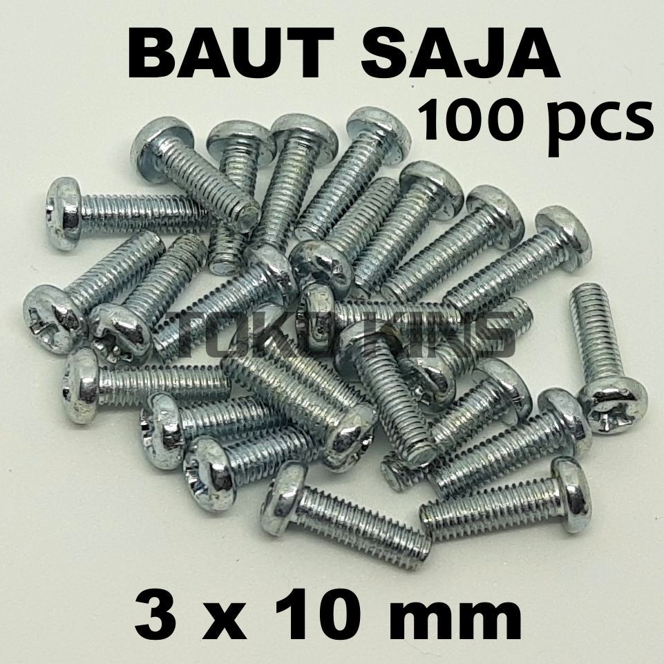 Jual JP M3 x 10 per 100 pcs Baut kepala obeng plus 3mm 3 x 10 mm | Shopee Indonesia