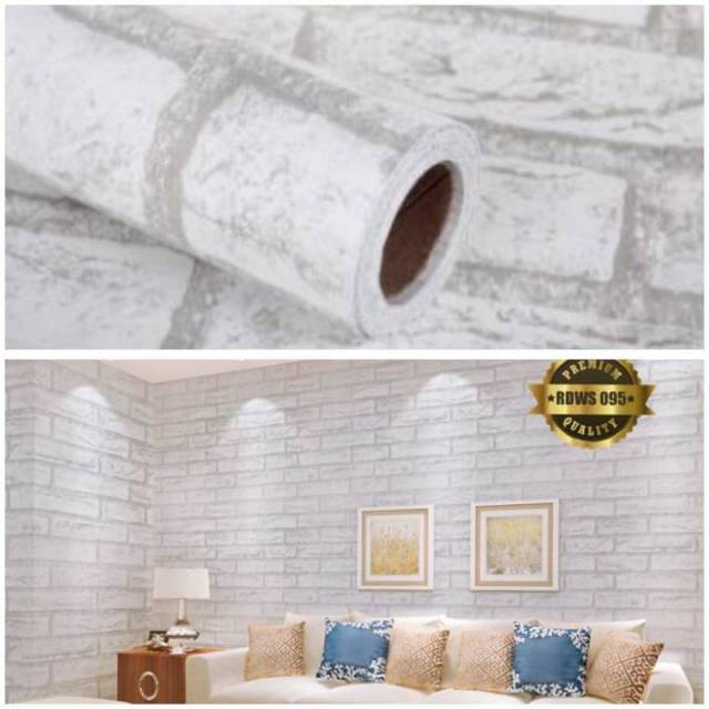 Jual WALLPAPER DINDING MOTIF BATA PUTIH BIASA 45cm x 10m | Shopee Indonesia