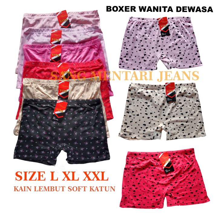 Jual Boxer Wanita Dewasa CD Boxer Wanita Kain Soft Katun Nyaman Dipakai ...