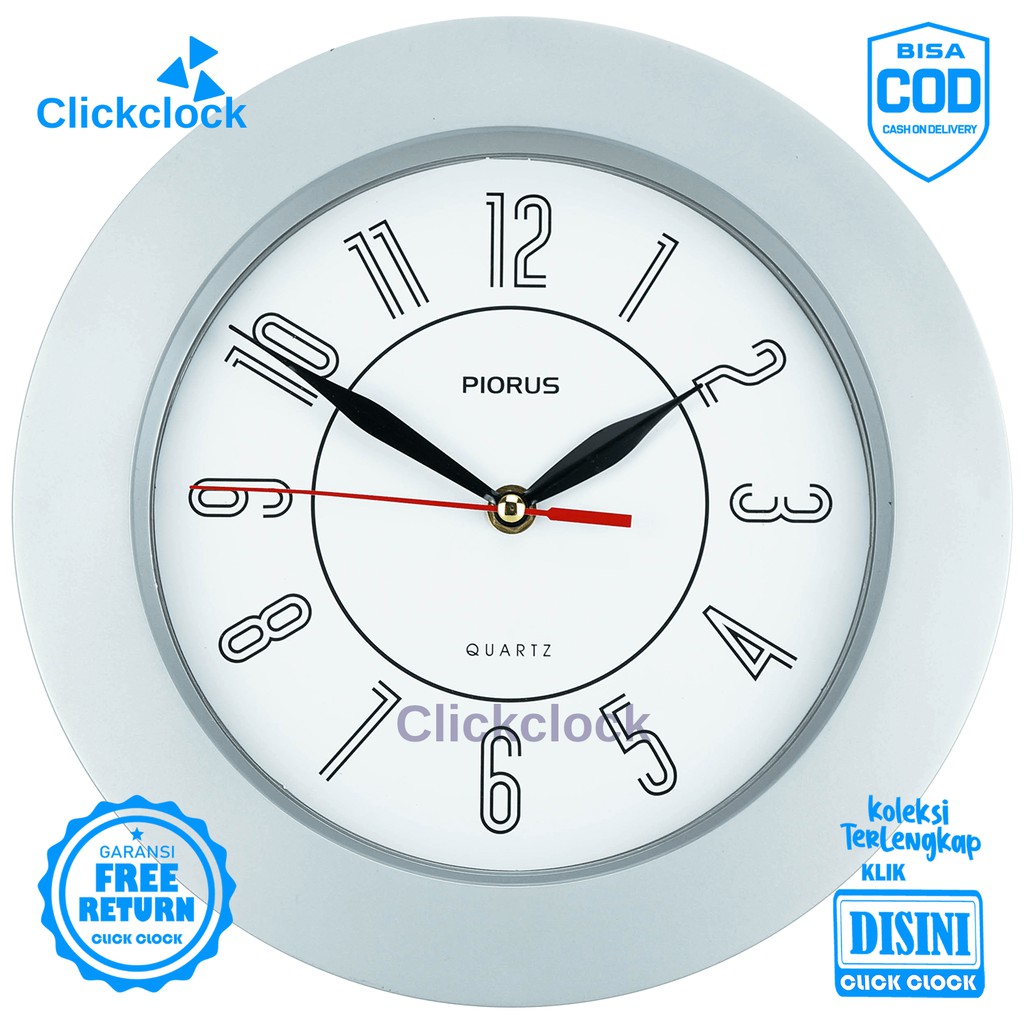 Jual Jam Dinding Quartz Minimalis Putih Silver Kuning Biru Piorus 928 A ...