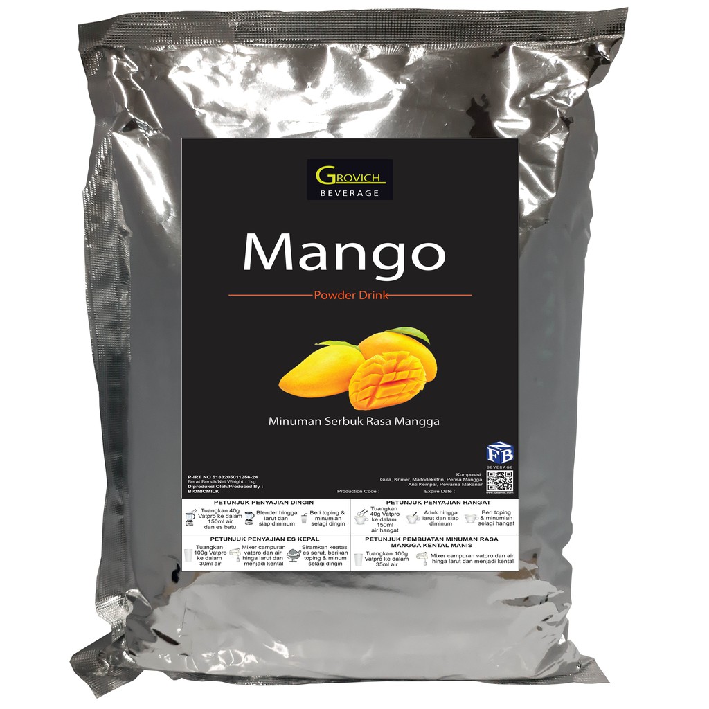 Jual Minuman Bubuk rasa Mangga (Mango powder drink) GROVICH 1kg ...