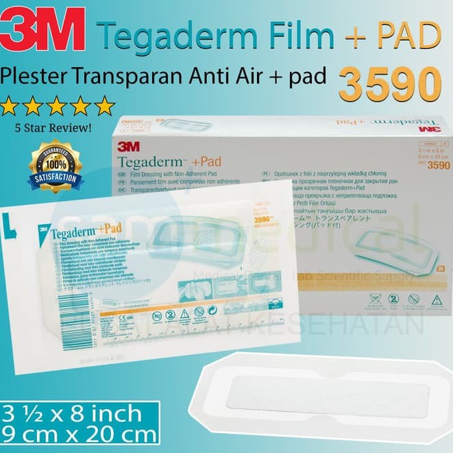 Jual 3M 3590 TEGADERM + PAD Plester Luka Transparan Anti Air 9x20 cm ...