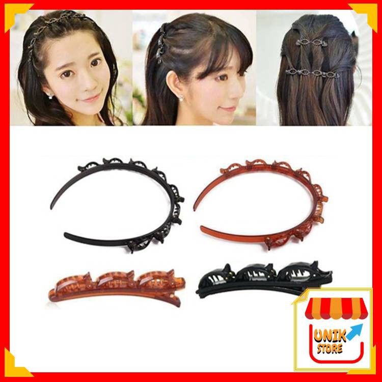 Jual UNIK - B758 Bando Jepit Multi Layer Hollow Double Bangs Hairstyle ...