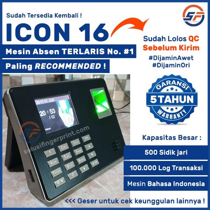 Jual NEW FINGERPRINT ICON 16 MESIN ABSENSI SIDIK JARI SSR ORIGINAL ...
