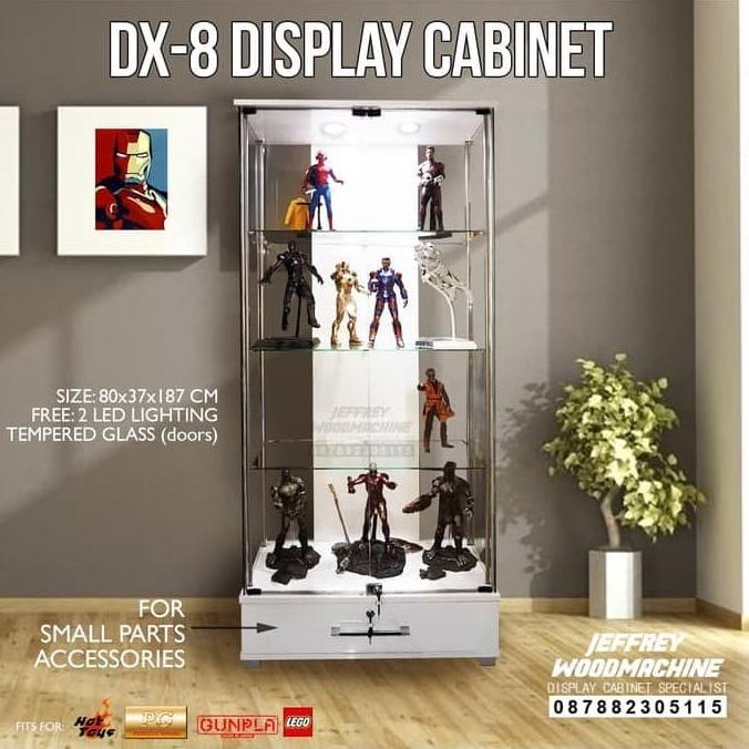 Jual Lemari Kaca Rak Pajangan Pajang 80 Cm Full Kaca Minimalis Putih ...