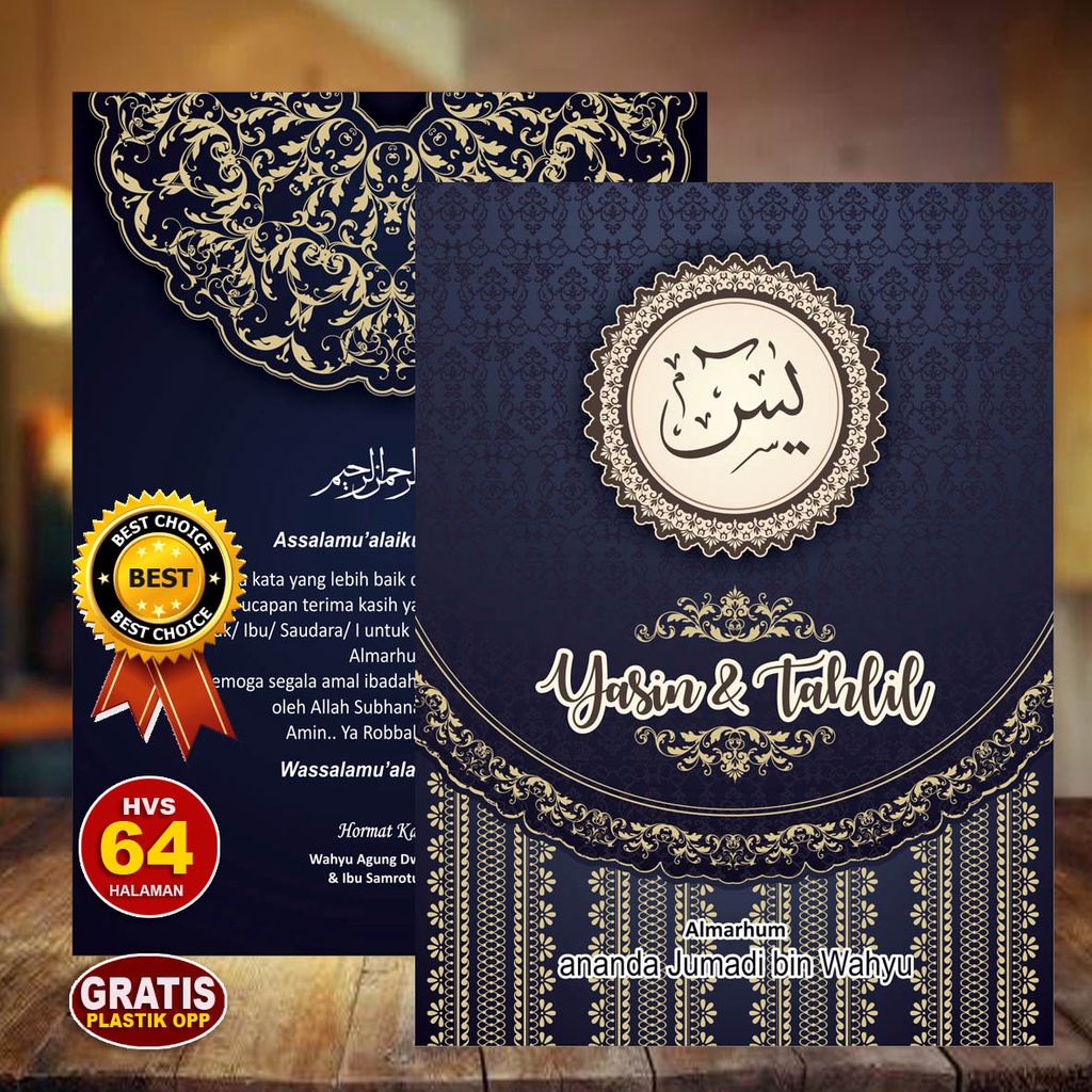 Jual BUKU YASIN dan tahlil 64 Hal (Arab tanpa terjemah) Bisa Custom ...