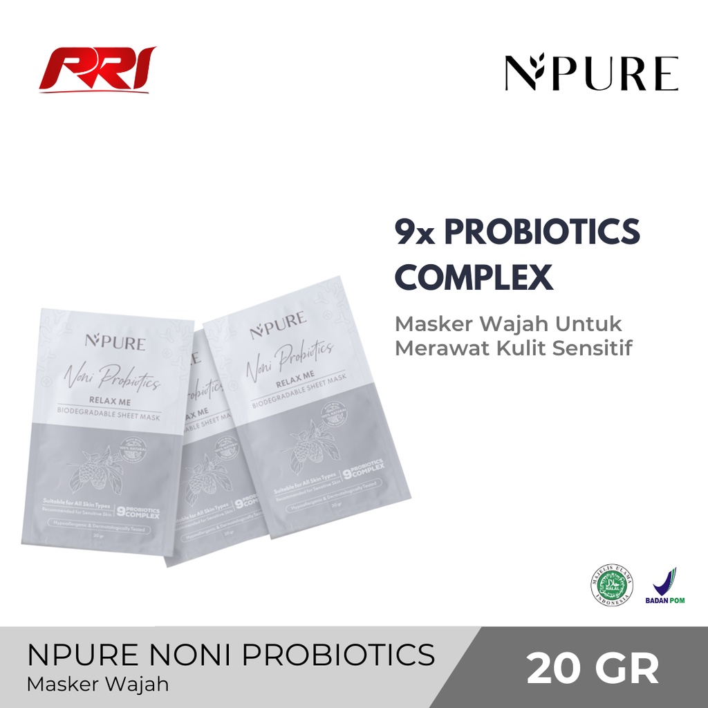 Jual Npure Masker Wajah / Biogradable Sheetmask Noni Probiotics - 20 GR ...