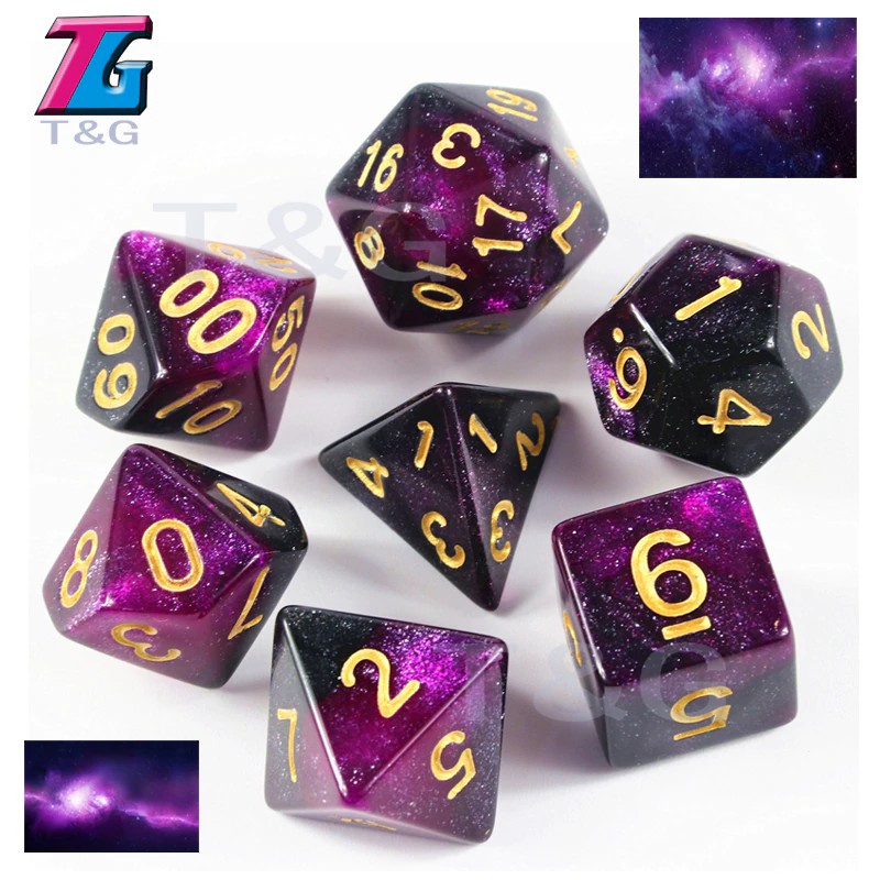 Jual (Gratis Ongkir) 7 Die Double-Colors Dice D4 D6 D8 D10 D% D12 D20 ...