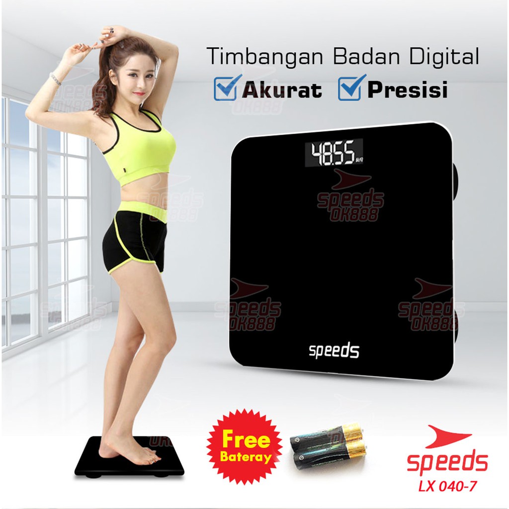 Jual SPEEDS Timbangan Badan Digital 30x30cm 180kg scale kaca Berat 040-7 | Shopee Indonesia