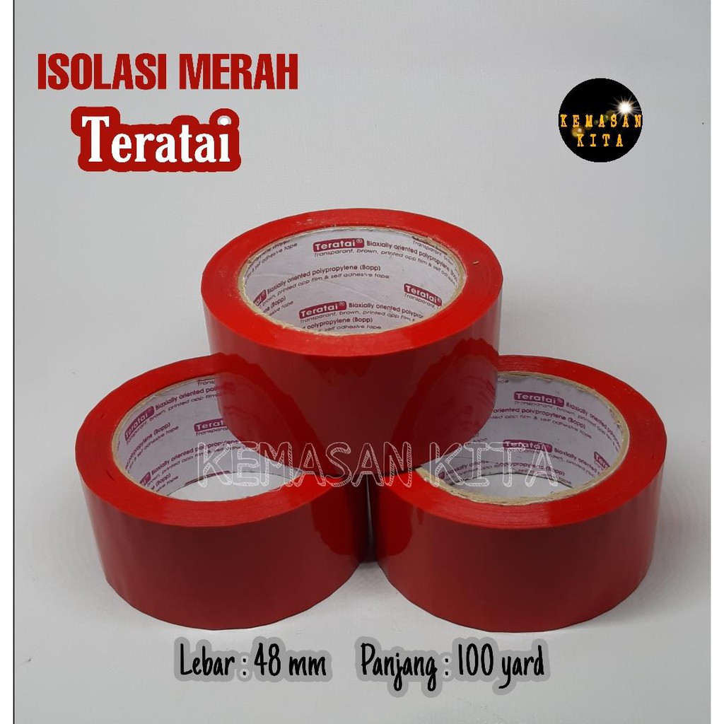 Jual ISOLASI MERAH TERATAI LAKBAN SELOTIP SOLASI OPP PLASTIK WARNA100 Yard 2inch | Shopee Indonesia