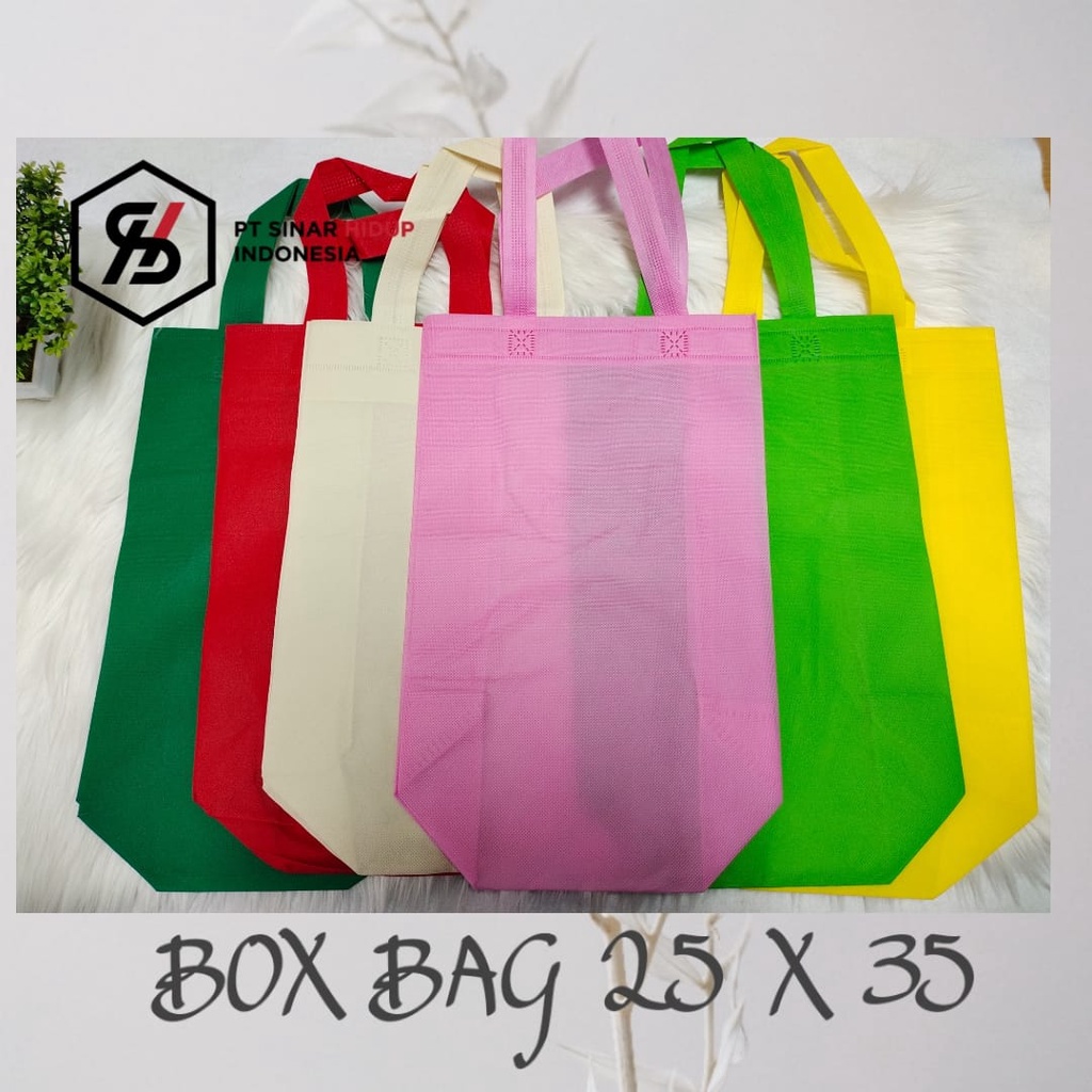 Jual Goodie Bag Tas Belanja Bb 25 Dus Kotak Nasi Box Kue 25x35x10 Spunbond Tote Bag Souvenir ...