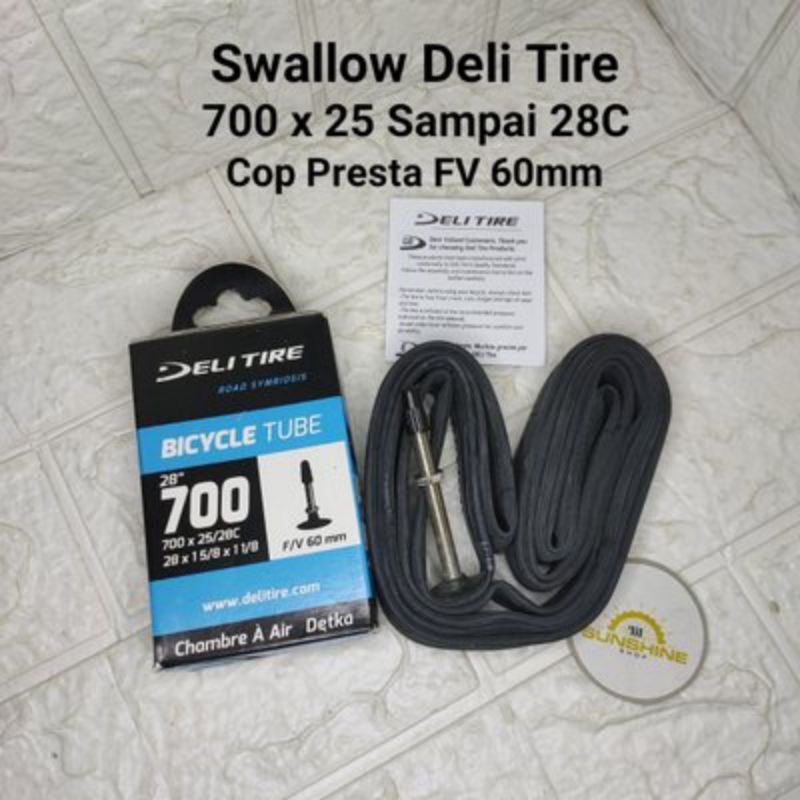 Jual Ban Dalam 700 x 25/28C Swallow Deli Tire 700x25 Sampai 28C Cop Presta FV 60mm | Shopee ...