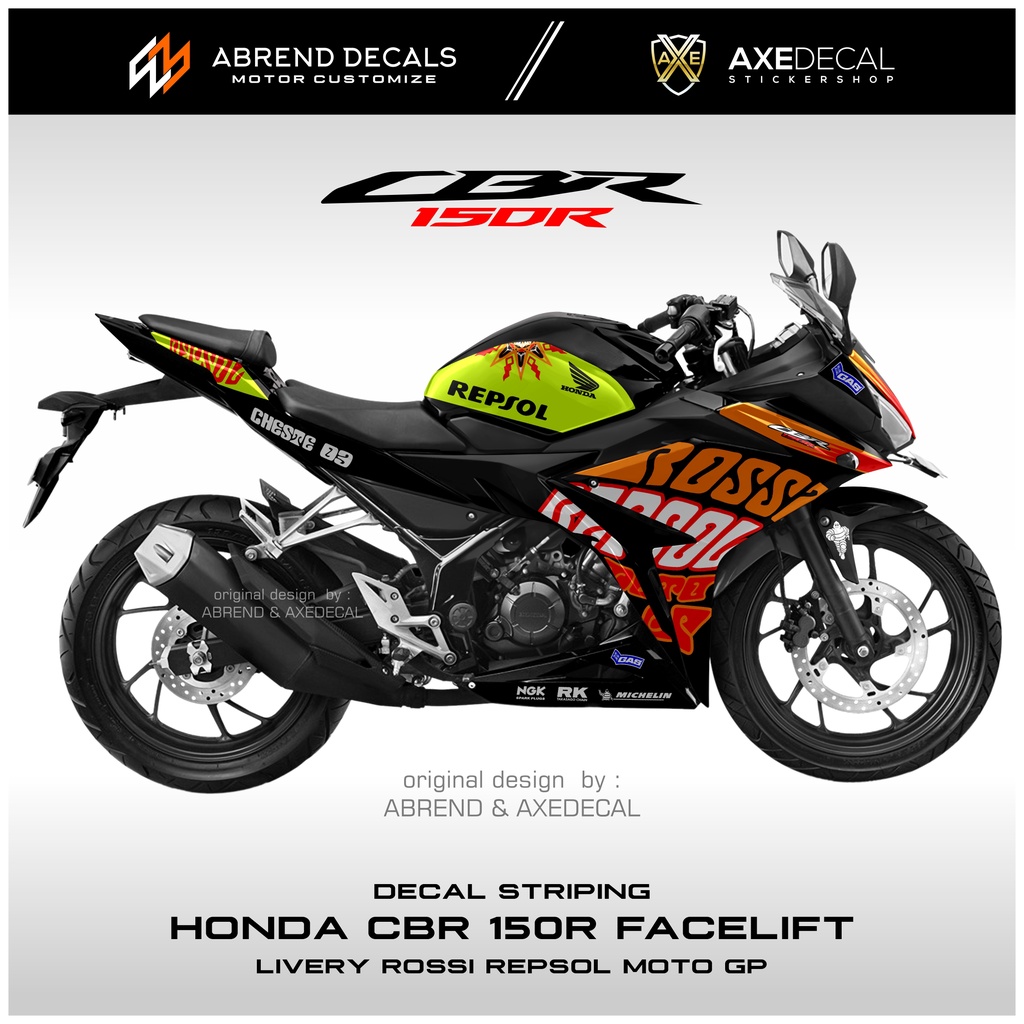 Jual STRIPING CBR 160 R FACELIFT LIVERY ROSSI REPSOL RACING / STIKER ...