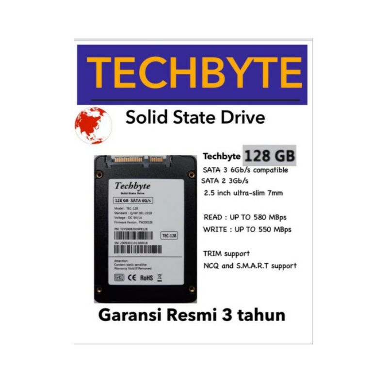 Jual SSD TECHBYTE 128GB SATA III GARANSI 3 TAHUN | Shopee Indonesia