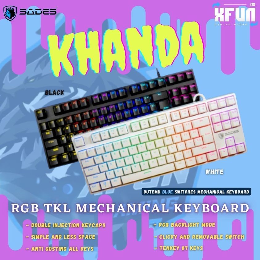 Jual Keyboard Gaming Mechanical TKL Sades Khanda / Removable Switch ...