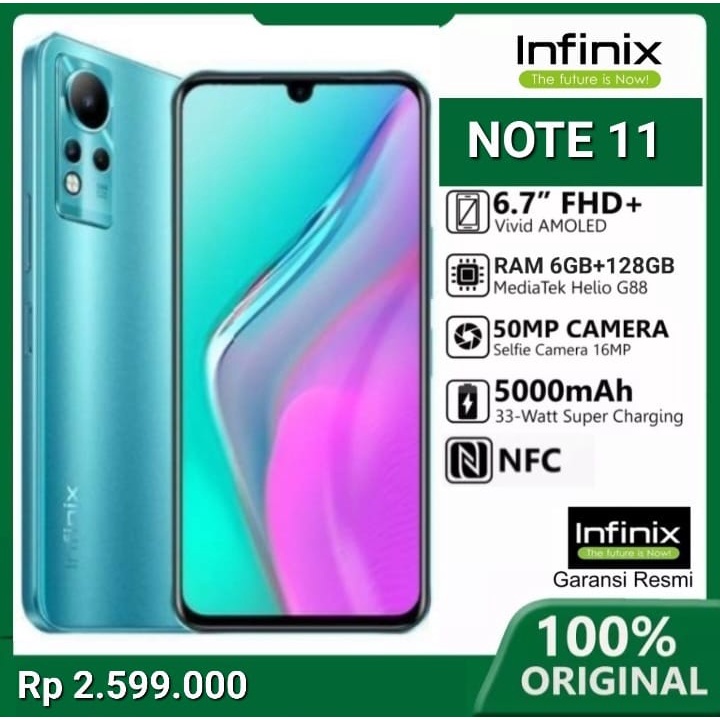 Jual INFINIX NOTE 11 NFC BLUE RAM 6/128 GB RESMI | Shopee Indonesia