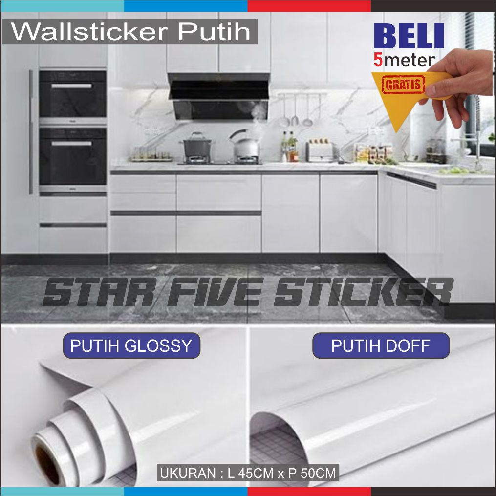Jual Sticker Putih Stiker Wallpaper Furnitur Lemari Meja Warna Putih ...