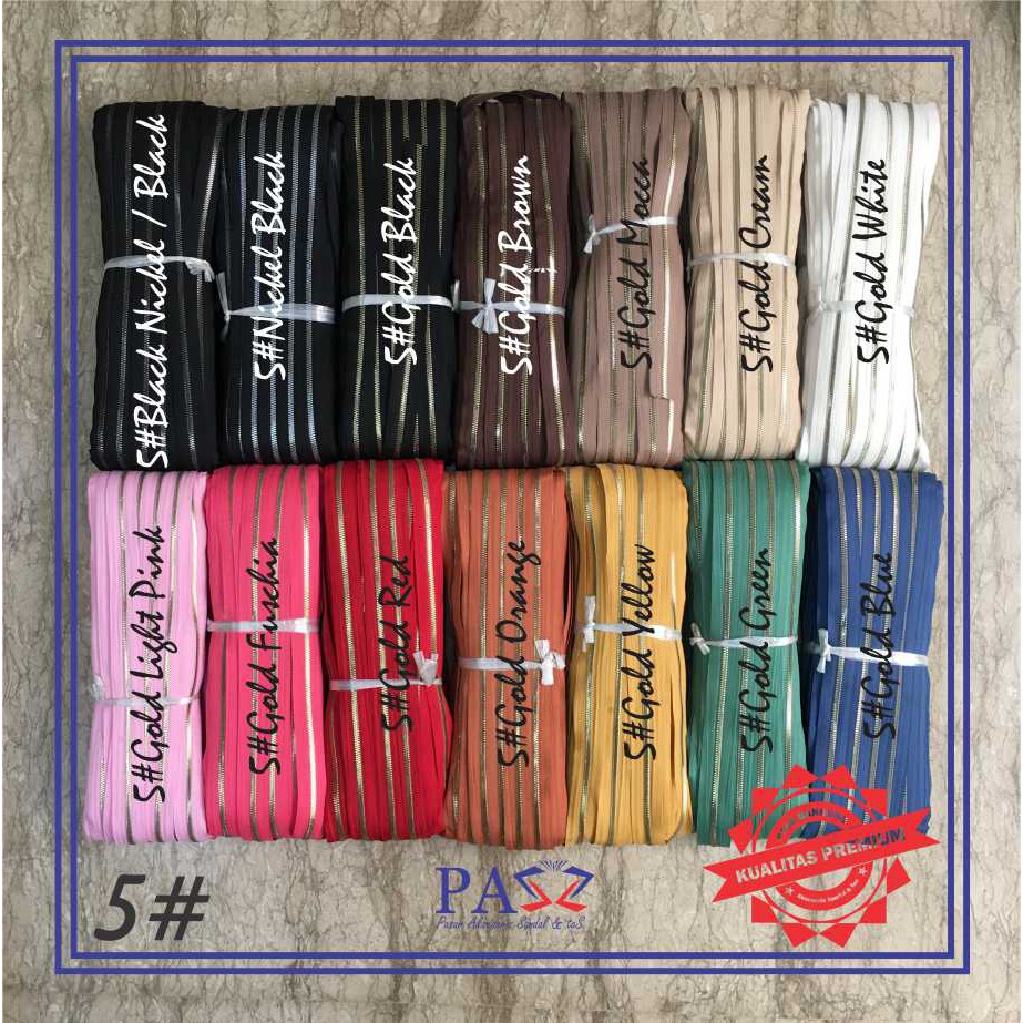 Jual Daun Resleting Vislon Gigi Gold No. 5 Harga Per Roll isi 100Yard ...