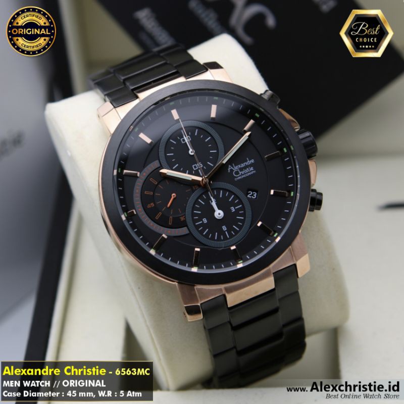Jual New 2023 Jam Alexander Christie Pria Original 6563MC Black ...