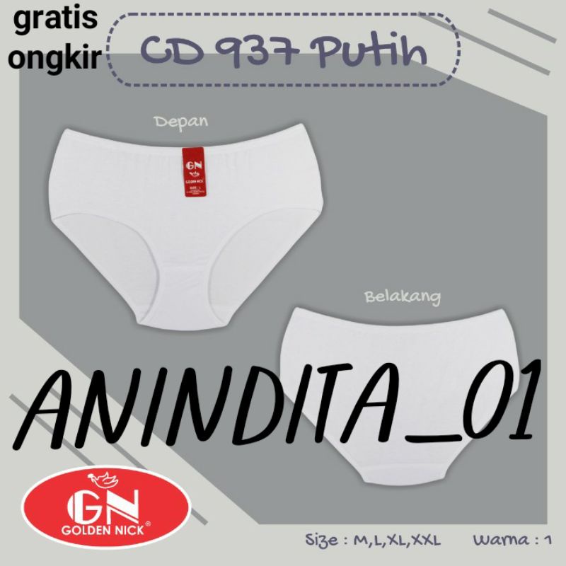 Jual anindita_01 Grosir 6 PCS CD Celana Dalam Wanita Golden Nick Warna Putih & 937 PUTIH ...
