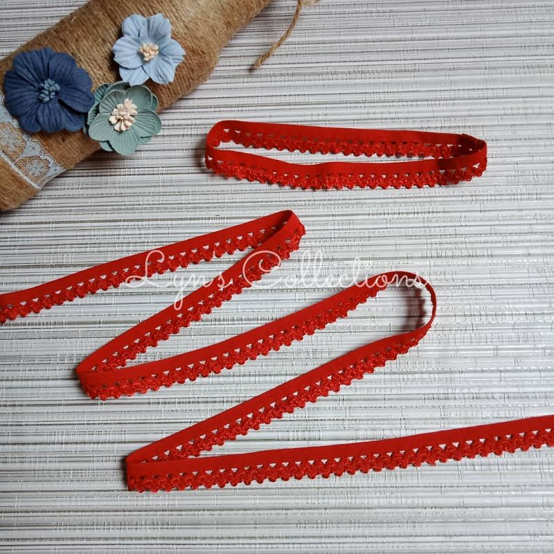 Jual (1yard/1pcs) Headband Renda Bunga Merah 1,5cm | Bandana Baby Karet ...