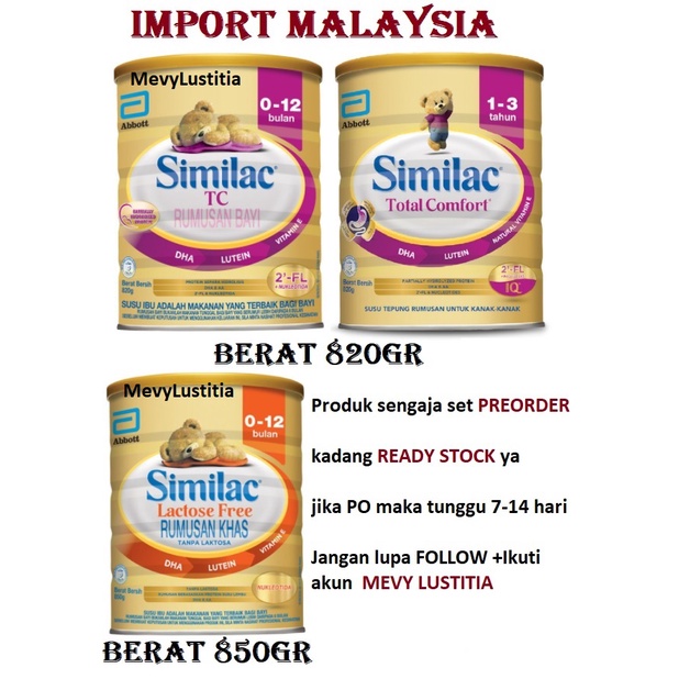 Jual 820gr Susu Abbott Similac GOLD Lactose FREE Total Comfort 2FL ...